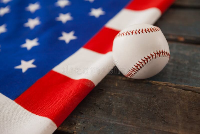 Baseball on an American Flag Stock Image - Image of celebration, ball ...