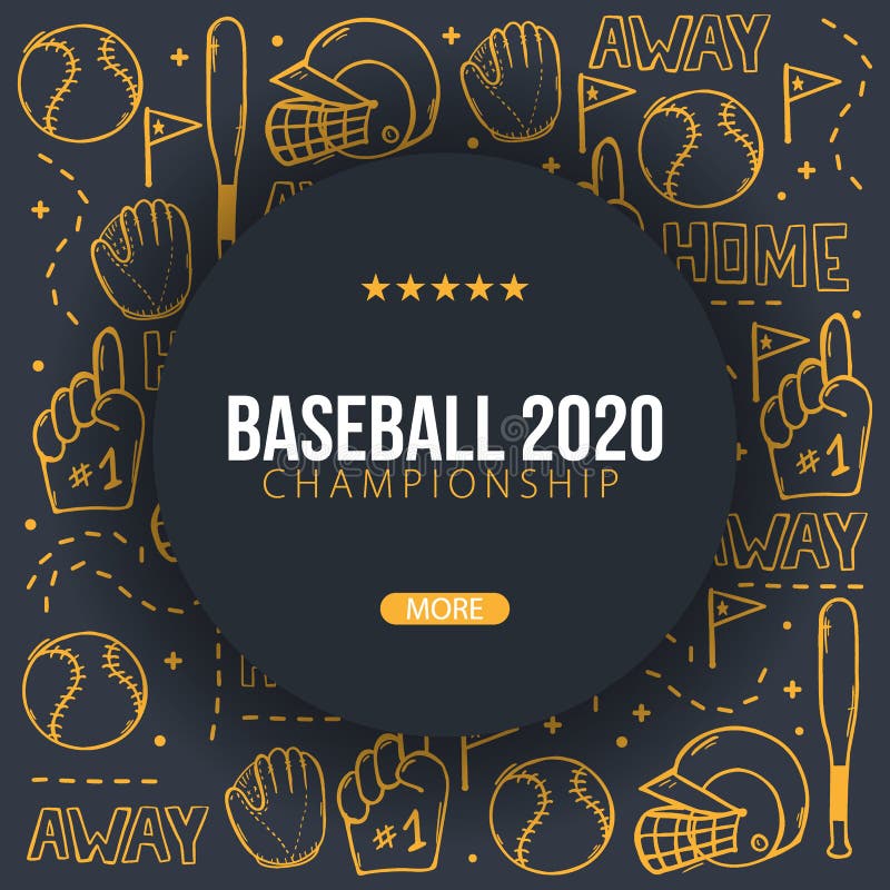 Baseball Background with Hand Draw Doodle Elements. Template Design ...