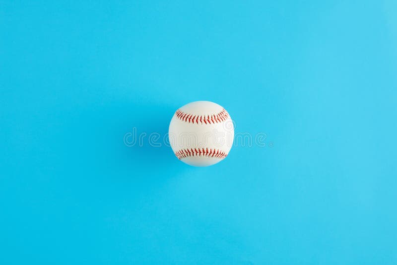 Baseball Ball on Blue Background with Copy Space Stock Image - Image of ...