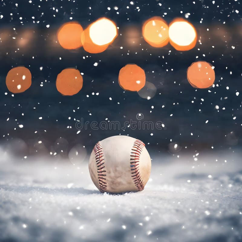 Baseball Ball Captured in Wintertime, with an Abstract Bokeh Stadium ...