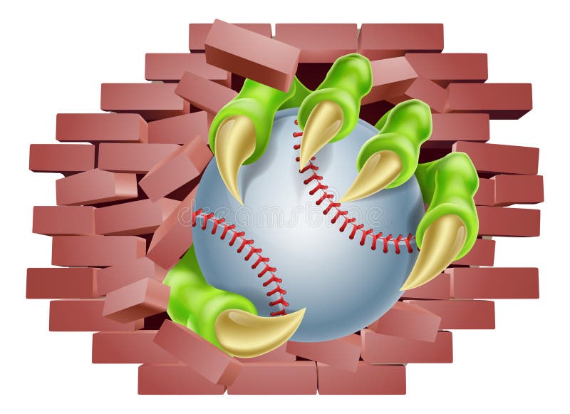 Baseball Ball Claw Breaking through Wall Stock Vector - Illustration of ...