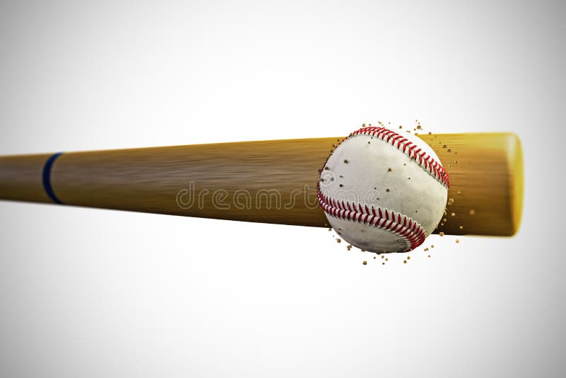 Wooden Baseball Bat Hitting a Ball Stock Illustration - Illustration of ...