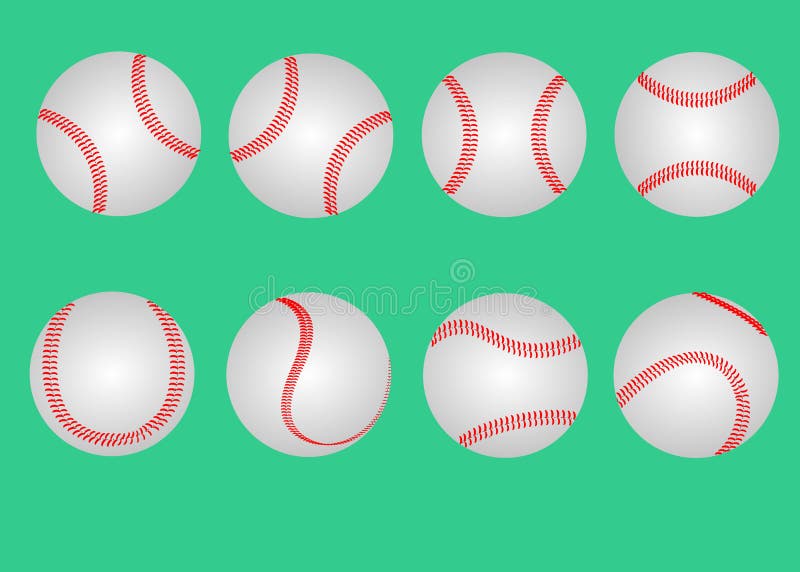 Baseball Ball Design with Eight Different View Stock Vector ...