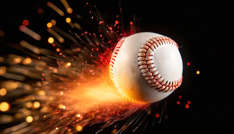 Baseball Ball with Fire Effect and Sparks Stock Illustration ...