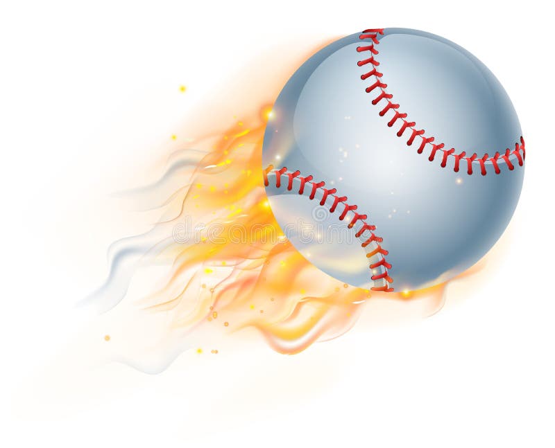 Baseball Ball with Flame or Fire Concept Stock Vector - Illustration of ...