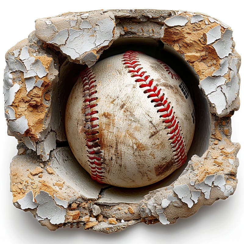 Baseball Ball in a Hole in Wall. Generative AI Stock Illustration ...
