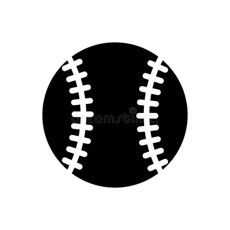 Baseball Ball Icon. Black Baseball Ball Sign on White Background Stock ...