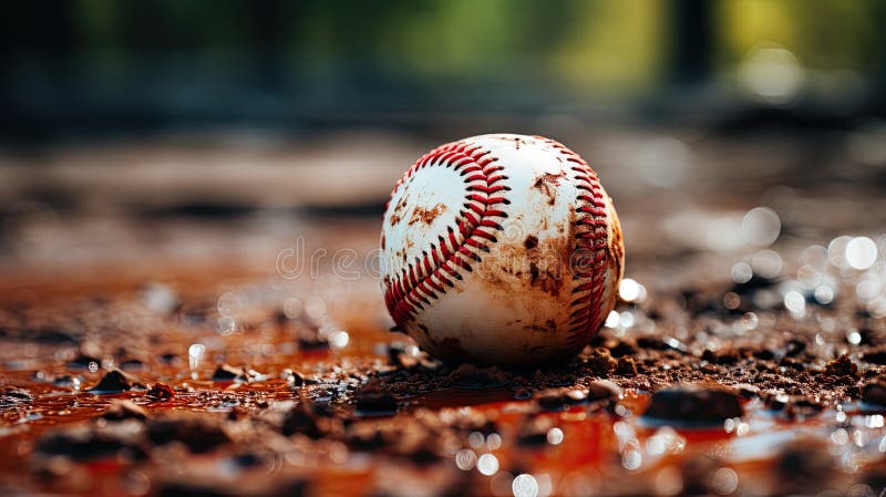 Baseball ball in the mud. stock illustration. Illustration of sport ...