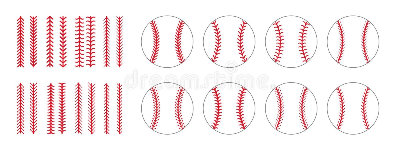 Baseball Ball Red Stitch Stock Illustrations – 856 Baseball Ball Red ...