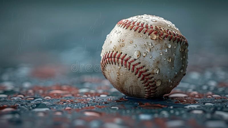 Baseball on Wet Ground stock photo. Image of object - 318220686