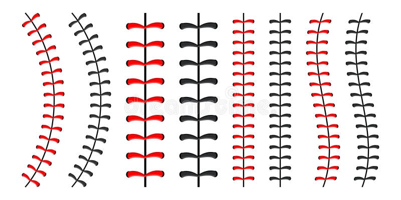 Baseball Ball Stitches, Red Lace Seam Isolated on Background Stock ...