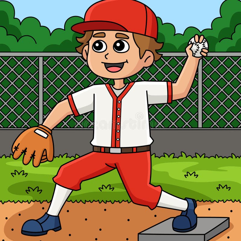 Baseball Baseman Colored Cartoon Illustration Stock Vector ...