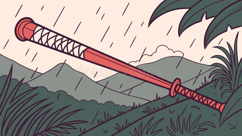 Baseball Bat in Abstract Rainy Sports Scene, Vector Design Generative ...