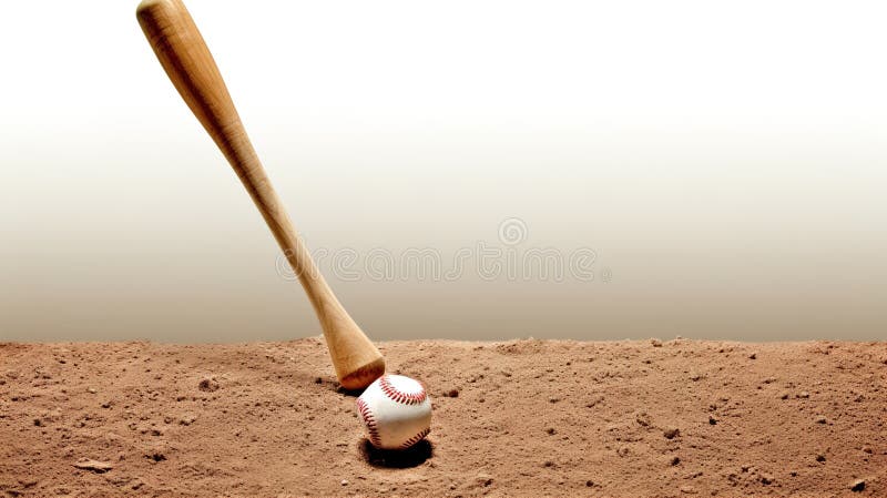 Baseball Bat and Ball Close Look Stock Illustration - Illustration of ...