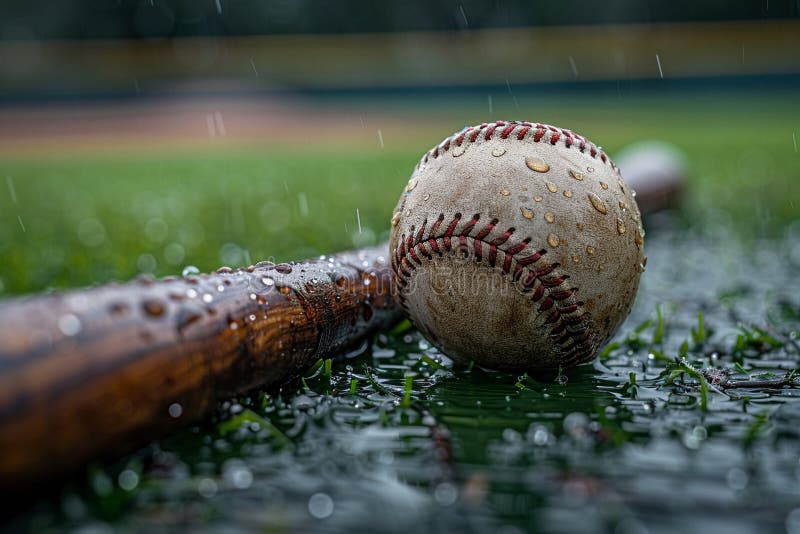 Baseball Bat and Ball on the Field Stock Image - Image of score, dugout ...