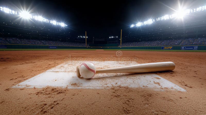 Baseball Bat and Ball on the Field Stock Image - Image of strategy ...