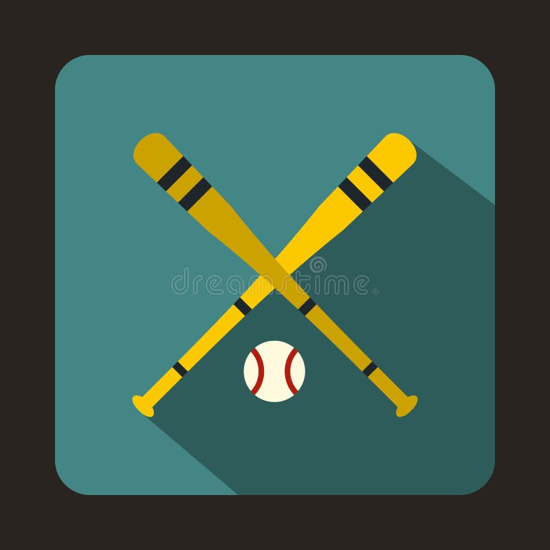 Baseball Bat and Ball Icon, Flat Style Stock Vector - Illustration of ...