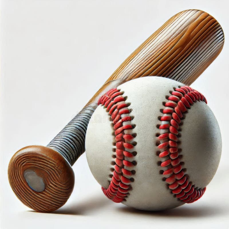 Baseball Bat and Ball, Isolated on White, Ready for Use in Design with ...