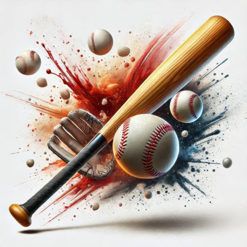 Baseball Bat and Ball, Isolated on White, Ready for Use in Design with ...