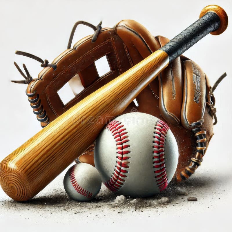 Baseball Bat and Ball, Isolated on White, Ready for Use in Design with ...