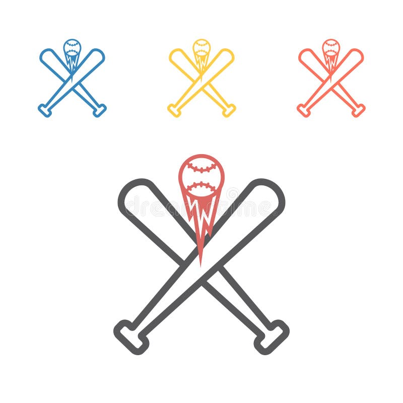 Baseball Bat and Ball Line Icon. Vector Signs for Web Graphics. Stock ...