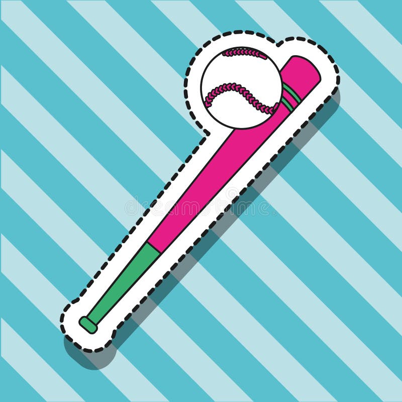 Baseball Bat with Ball Patch Sticker Stock Vector - Illustration of ...