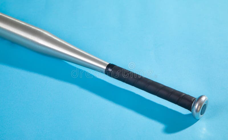 Baseball Bat on the Blue Background Stock Image - Image of equipment ...