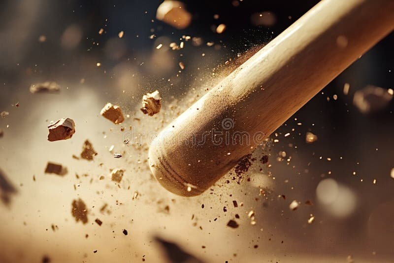 Baseball Bat Breaking Object with Force and Speed Stock Image - Image ...