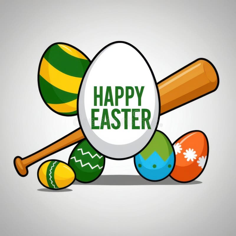 Baseball Bat and Easter Eggs Illustration Stock Image - Image of ...