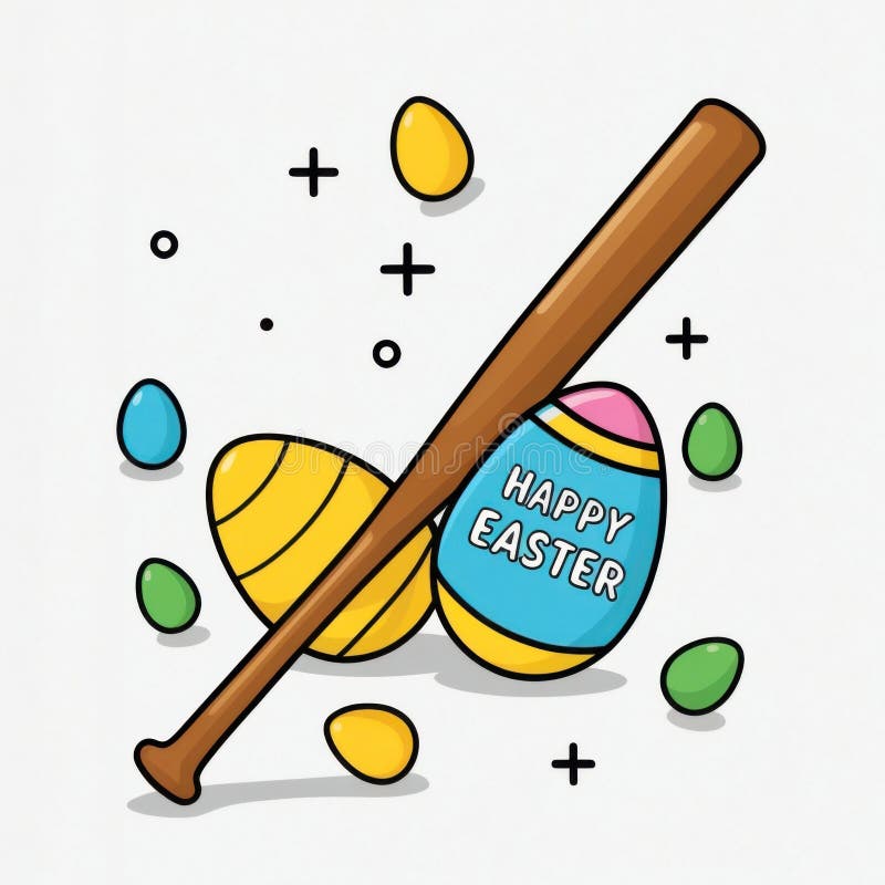 Baseball Bat and Easter Eggs Illustration Stock Image - Image of ...