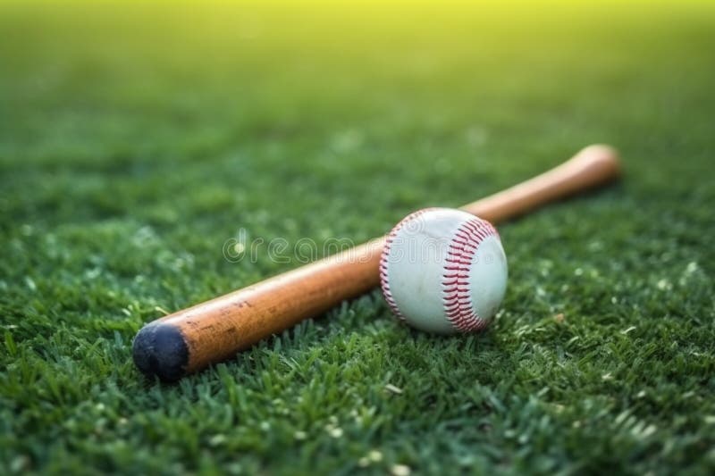 Baseball and Bat on a Field Generative Ai Stock Illustration ...