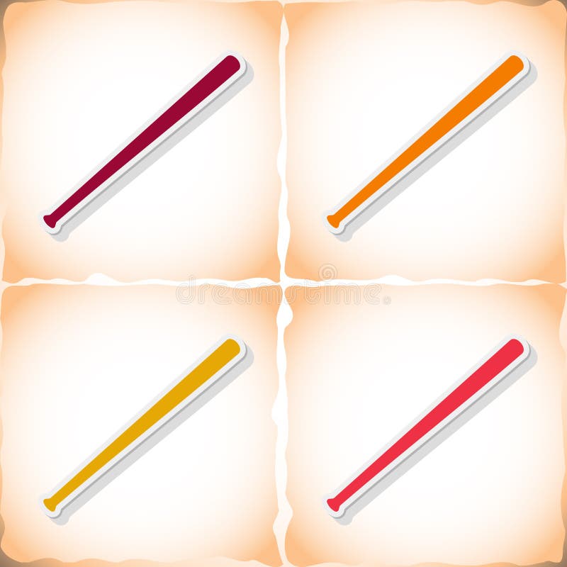 Baseball Bat. Flat Sticker with Shadow on Old Paper Stock Vector ...