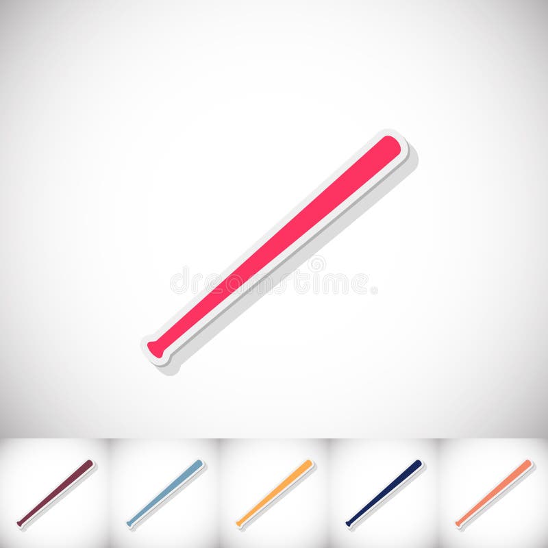 Baseball Bat. Flat Sticker with Shadow on White Background Stock Vector ...