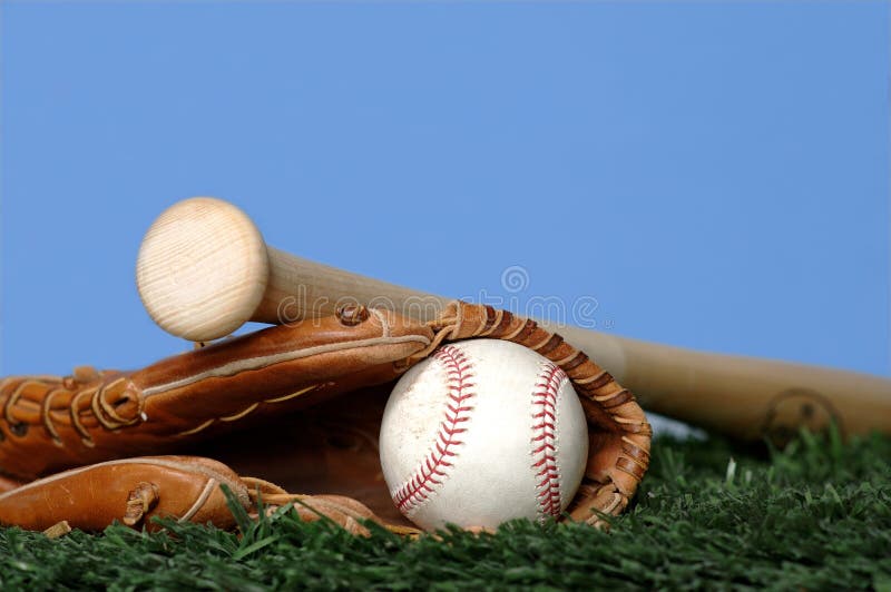 Baseball and Bat on grass stock photo. Image of youth - 5114074