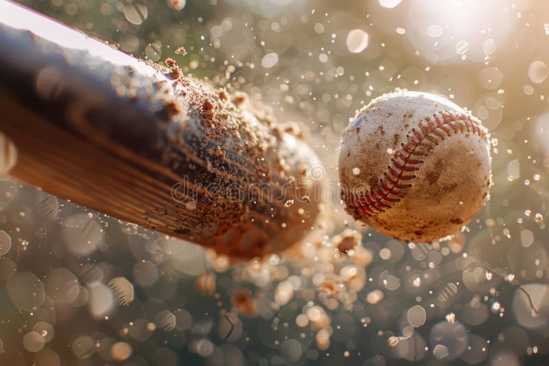 Baseball Bat Hitting Ball in Mid Air Stock Image - Image of dusty ...
