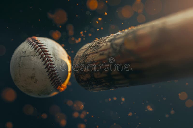 Baseball Bat Hitting Ball in Mid Air Stock Image - Image of bokeh ...