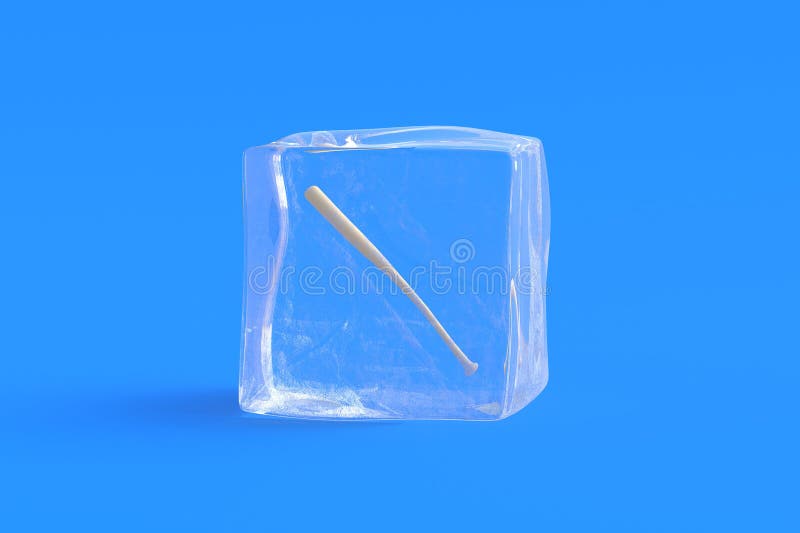 Baseball bat in ice cube stock illustration. Illustration of seam ...