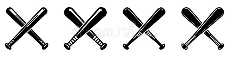 Baseball Bat Icons Set. Crossed Baseball Bats in Flat Design Stock ...