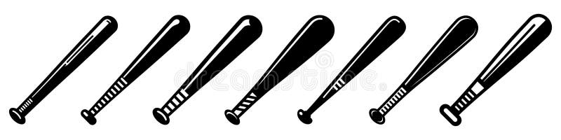 Baseball Bat Icons Set. Baseball Logo Icon in Flat Design Stock Vector ...