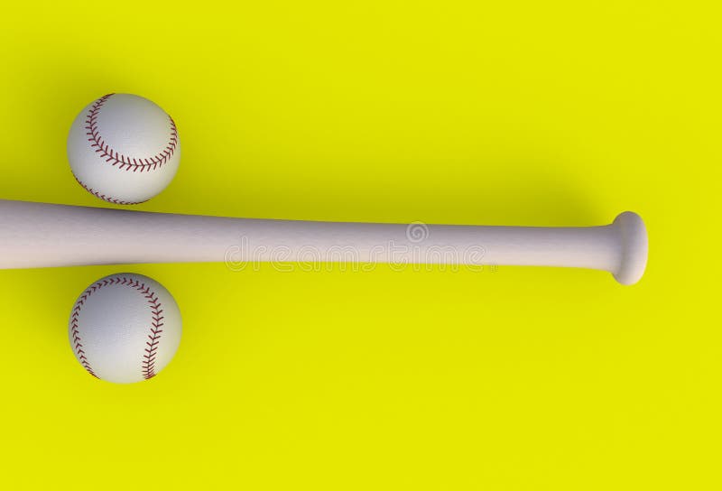 Baseball Bat Isolated on Yellow Background Stock Illustration ...
