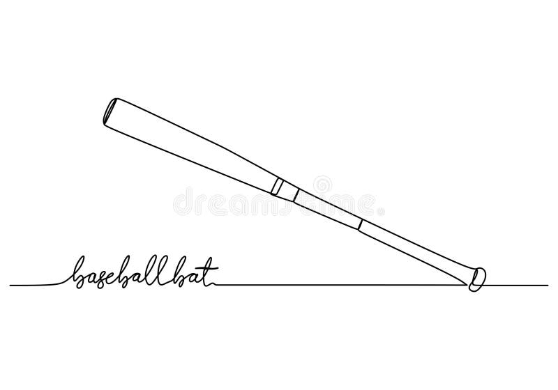 Baseball Bat One Line Drawing: Continuous Hand Drawn Sport Theme Object ...