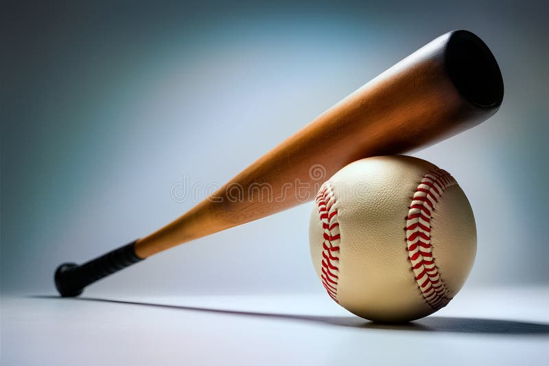 Baseball Bat Resting on Ball, White Background Stock Illustration ...