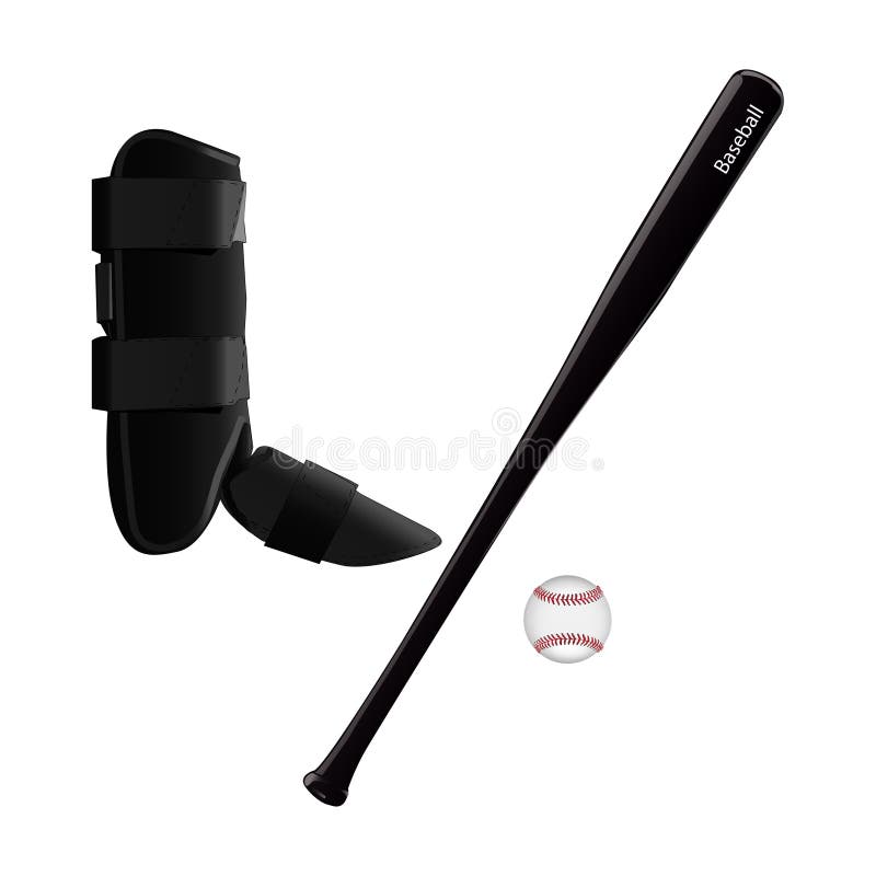 Baseball Bat and Safety Pad Illustration on White Background Stock ...