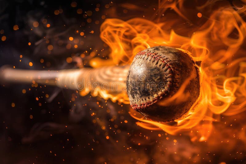 Baseball Bat Shattered by Swinging at a Baseball the Form of an Burn on ...