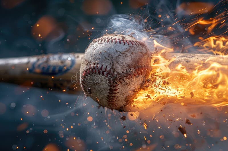 Baseball Bat Shattered by Swinging at a Baseball the Form of an Burn on ...