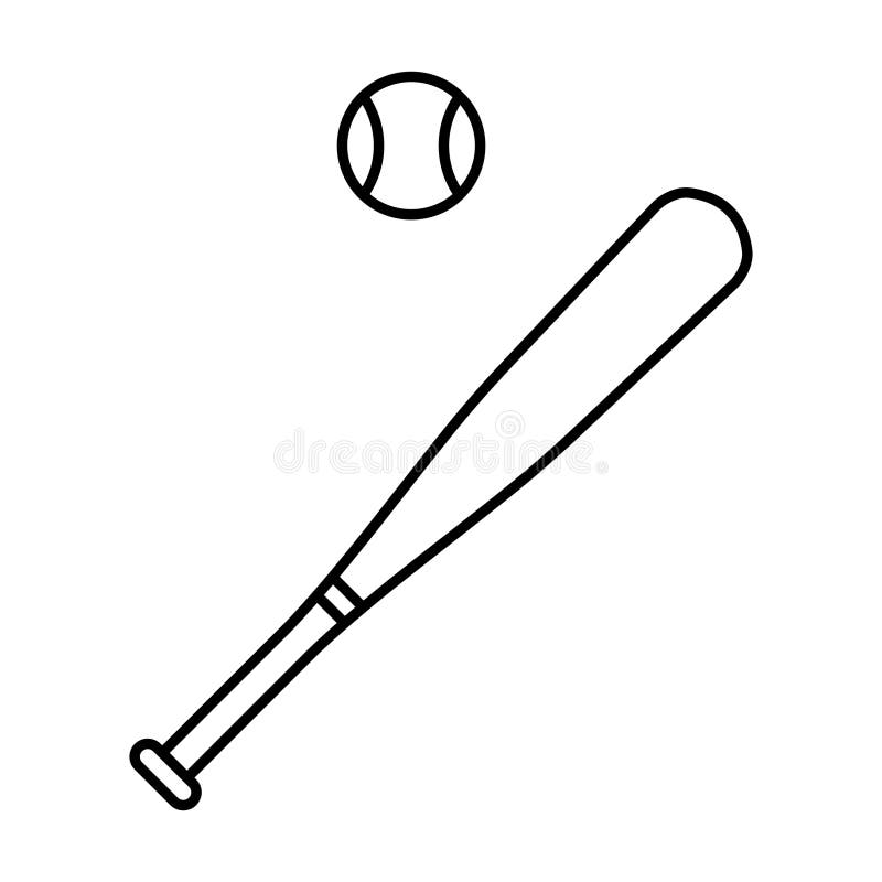 Baseball Bat and Softball Icon in Linear Style. Stock Illustration ...