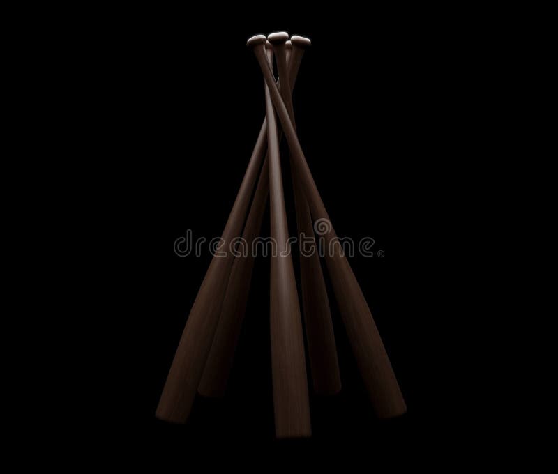 Baseball Bat Standing Stack Stock Illustration - Illustration of shot ...