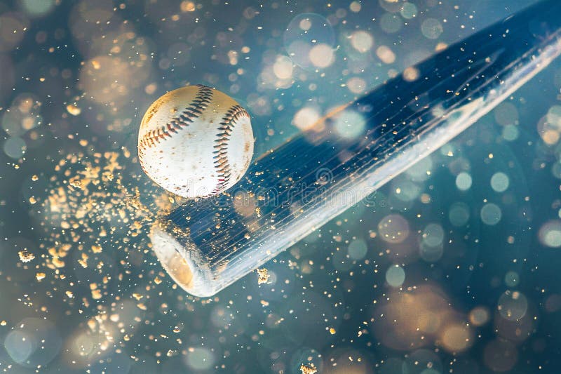 Baseball Bat Striking a Ball Mid-air, Capturing the Intensity and ...
