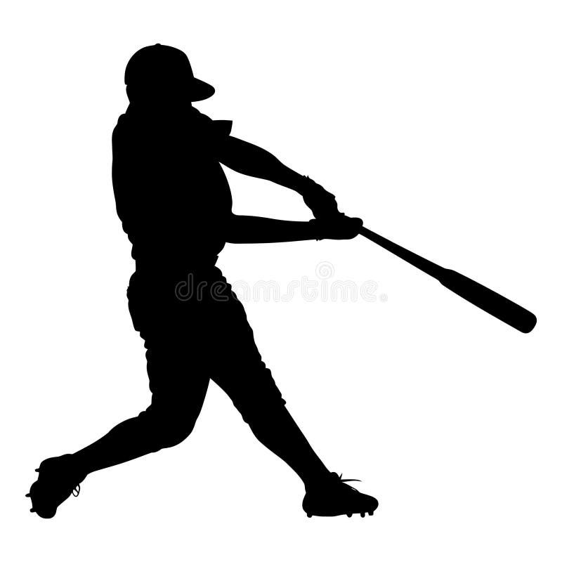 Baseball Bat Swing Silhouette Stock Illustration - Illustration of ...