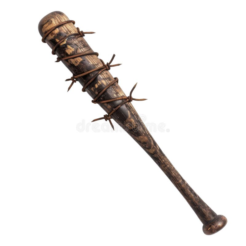 Baseball Bat Wrapped with Barbed Wire Stock Image - Illustration of ...